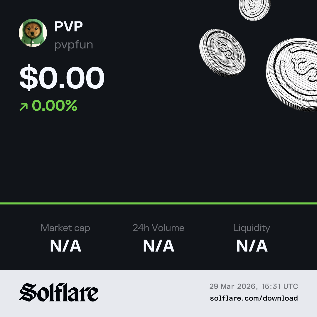 PVP Price USD | Live pvpfun Chart & Market Data | Solflare