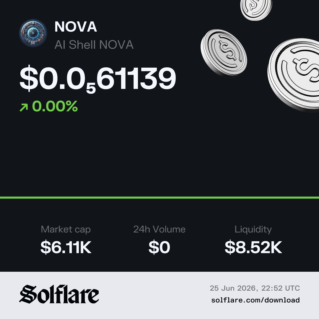 AI Shell NOVA Price Today | NOVA Live Chart, Market Cap & News | Solflare